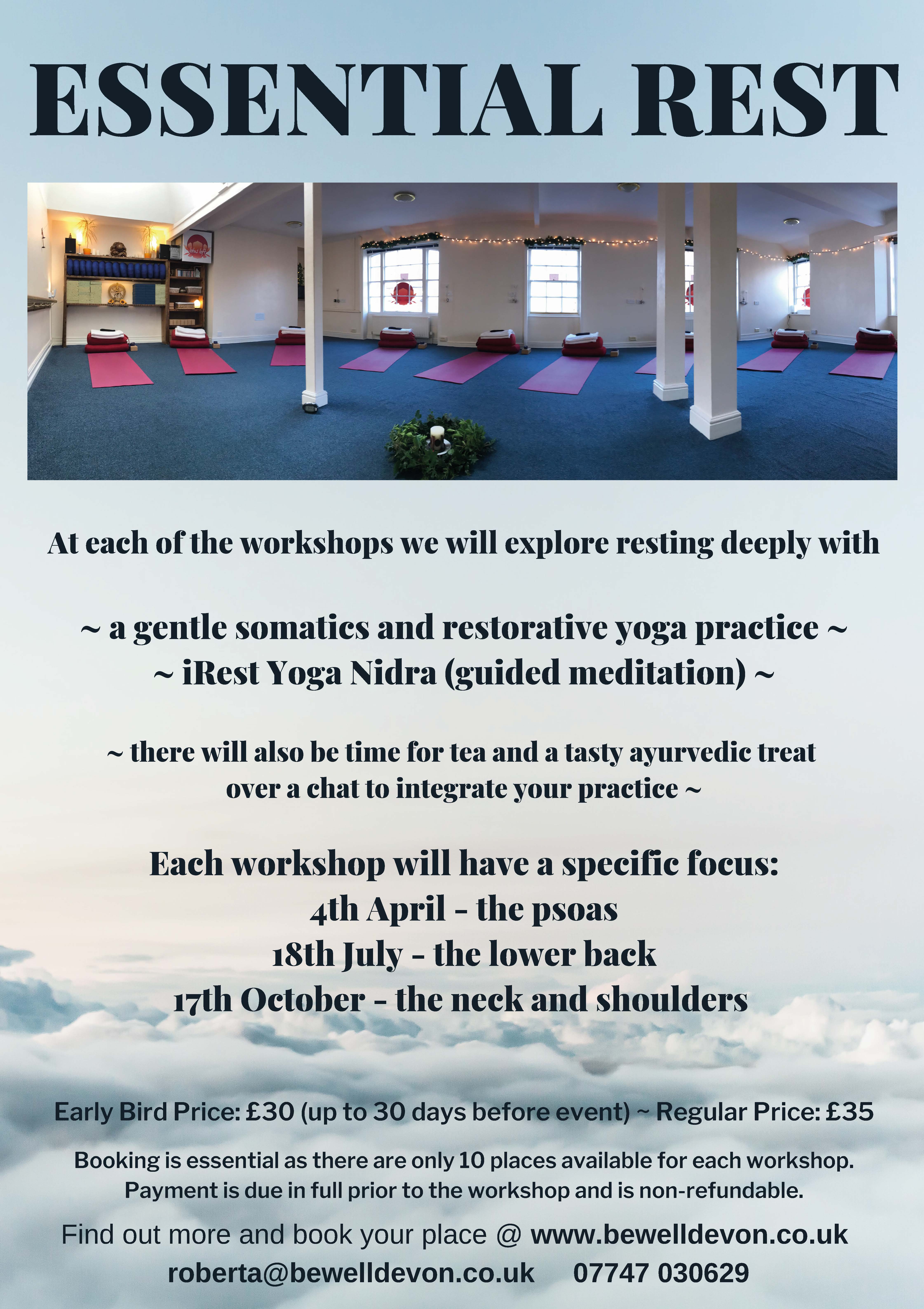 Essential Rest Yoga Workshop ~ October 2020 ~ Be Well Devon